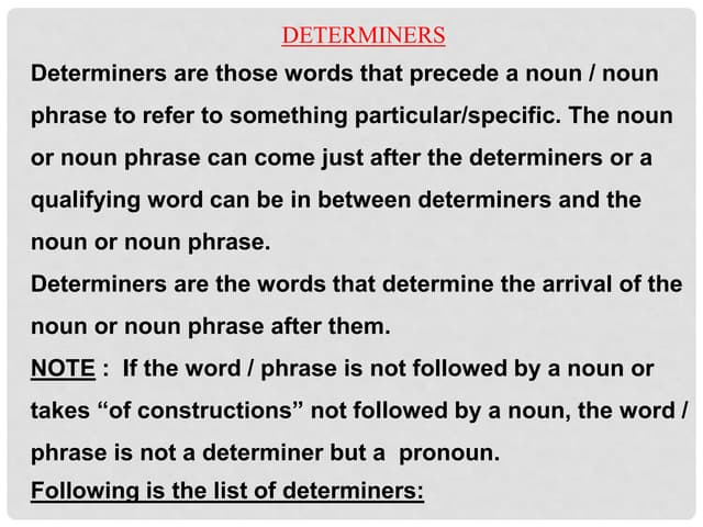 Determiners | PPTX