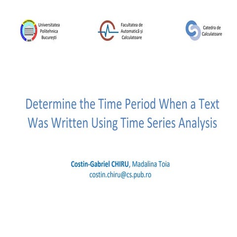 Determine the time period when a text was written using time series ...