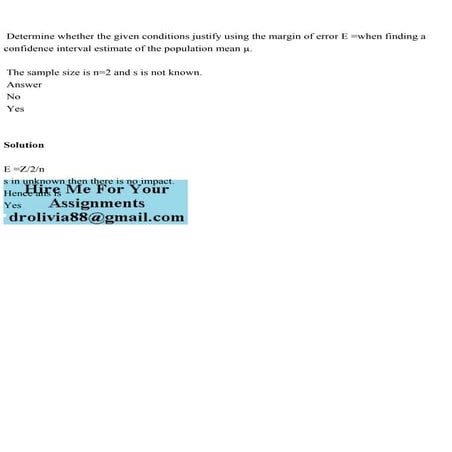 Determine whether the given conditions justify using the margin o.pdf