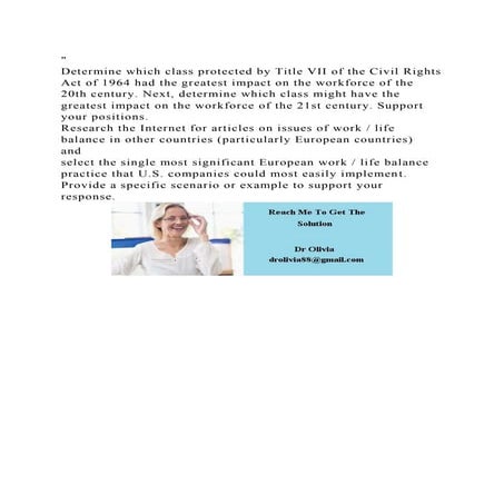 Determine which class protected by Title VII of the Civil Rights .docx