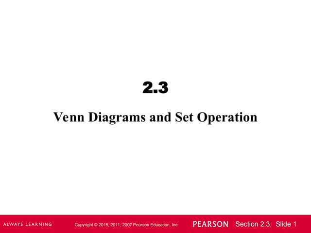 Math 7 | Lesson 2 Set Operations and the Venn Diagram | PPTX
