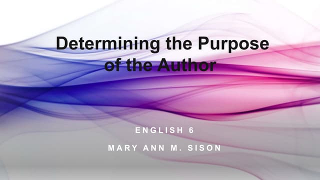 Author's Purpose | PPTX
