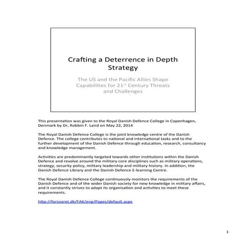 Deterrence in Depth: Shaping A Pacific Defense Strategy | PDF