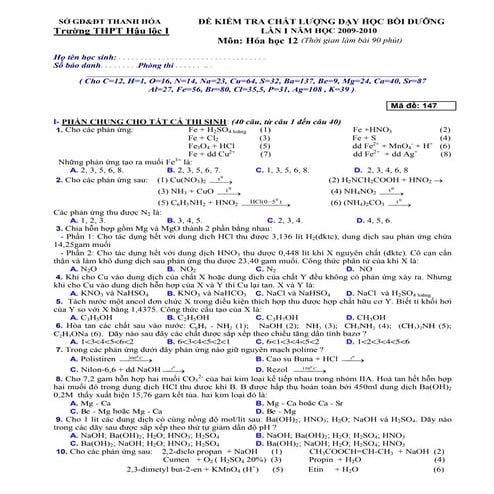 De thi dai hoc mon hoa (26) | PDF