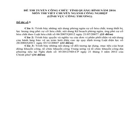 Đề thi viên chức chuyên ngành công nghiệp ( Thi Viết) De thi so 5 | PDF