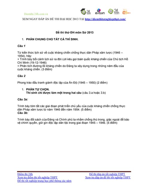 Dap an-de-thi-dai-hoc-mon-lich-su-khoi-c-nam-2014 | PDF