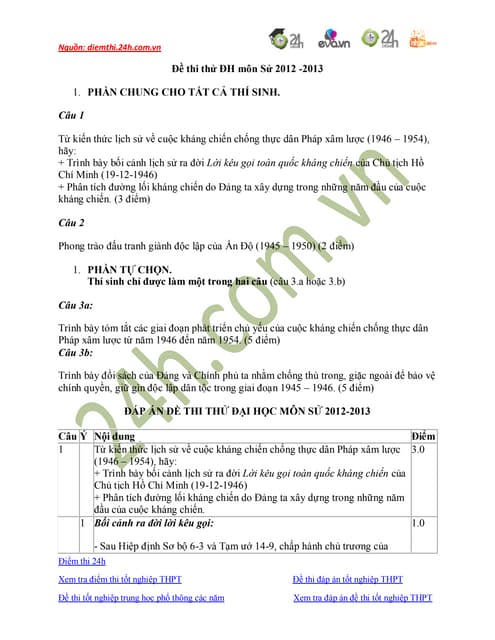 Dap an-de-thi-dai-hoc-mon-lich-su-khoi-c-nam-2014 | PDF
