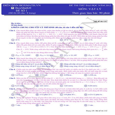 ĐỀ THI THỬ SỐ 1 BOXMATH.VN | PDF