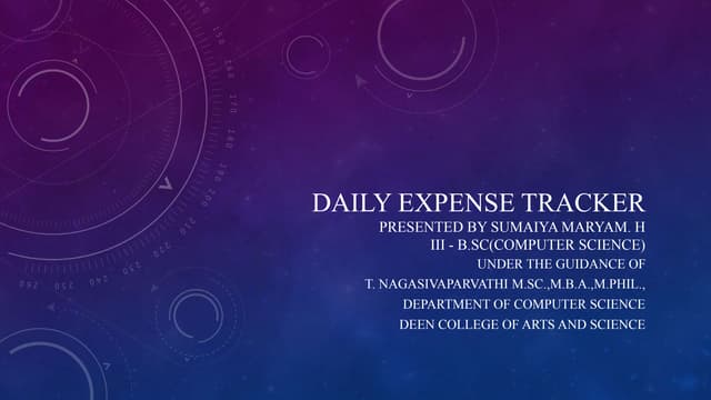 Daily Expense Tracker | PPTX