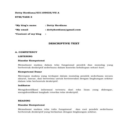 PPT descriptive text material for SMK class X | PPTX