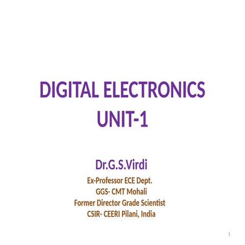Digital Electronics: Introduction to Number Systems and Digital ...