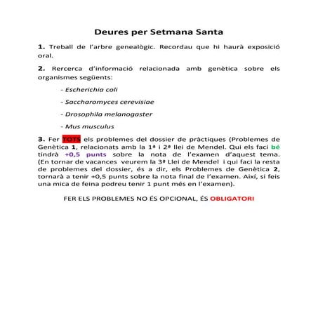 Deures per Setmana Santa | PDF