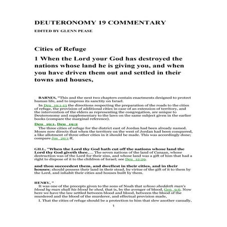 Deuteronomy 19 commentary | PDF