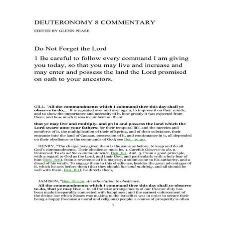 Deuteronomy 8 commentary | PDF