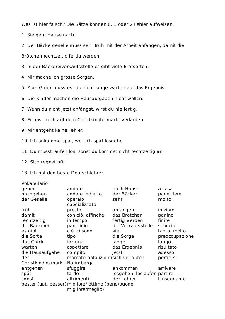 Deutsch Satzbau Uebung