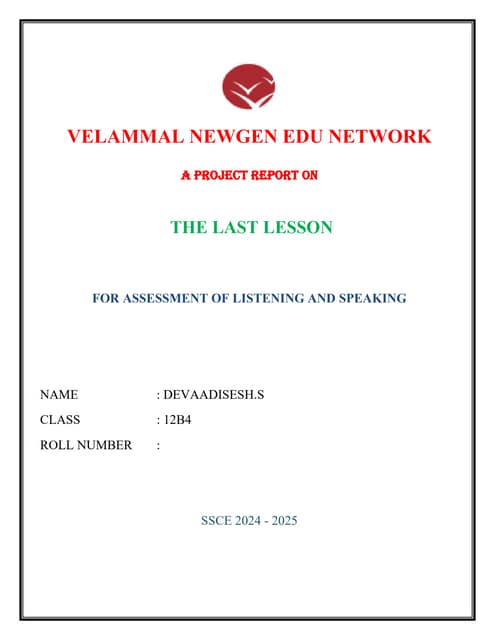 The last lesson | PPTX