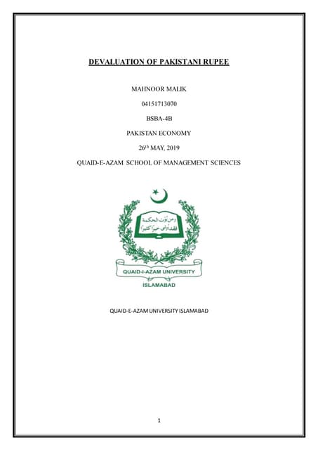 Currency Devaluation with aspects of Pakistan | PPT
