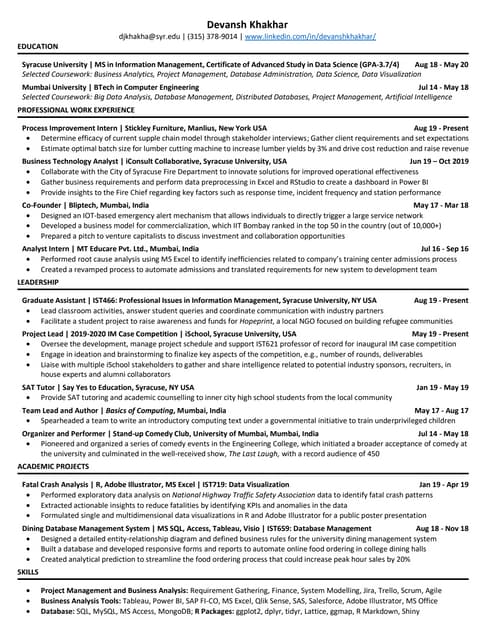 Devansh Khakhar Resume | PDF