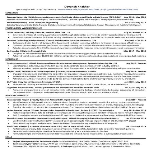 Devansh khakhar resume | PDF