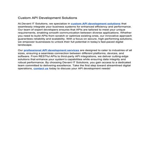 Custom API Development Solutions . | PDF