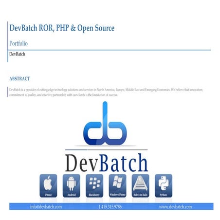 Mobile App Developers - DevBatch Web Design & Development Portfolio | PPT