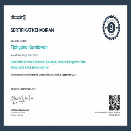 sertifikat data-science-aku-bisa-coders-mengolah-data-amburadul | PPT