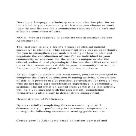 Develop a 3-4-page preliminary care coordination plan for an ind.docx