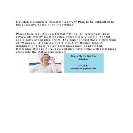 Develop a Complete Disaster Recovery Plan to be submitted to the | DOCX