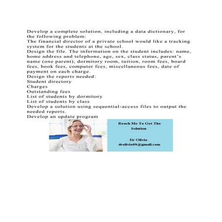 Develop a complete solution, including a data dictionary, for the .docx