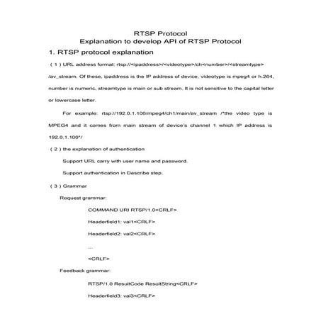 RTSP Protocol - Explanation to develop API of RTSP Protocol | PDF