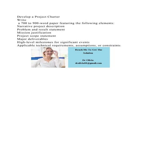 Develop a Project Charter Write a 700 to 900-word paper featurin.docx