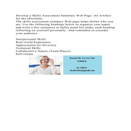 Develop a Skills Assessment Summary Web Page An Artifact for the eP.docx