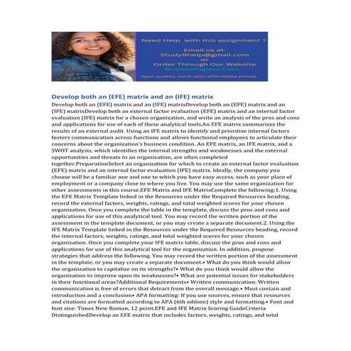 Develop Both An Matrix And An Matrix Docx