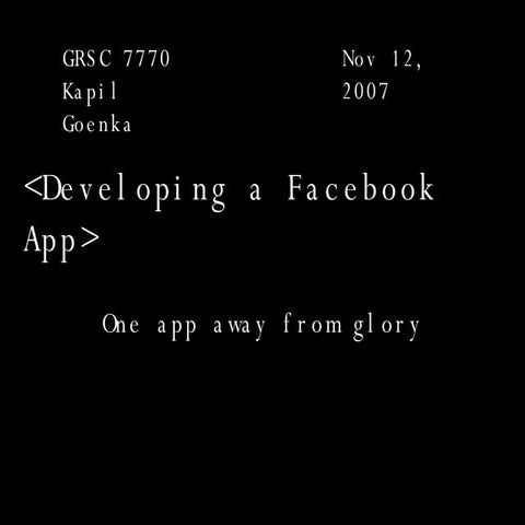 Developing a Facebook App | PPT