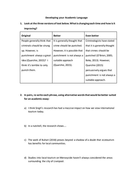 Summarising, paraphrasing and quoting worksheet | DOCX | Homework and ...