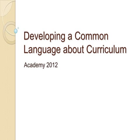 Developing a common language about curriculum | PPT