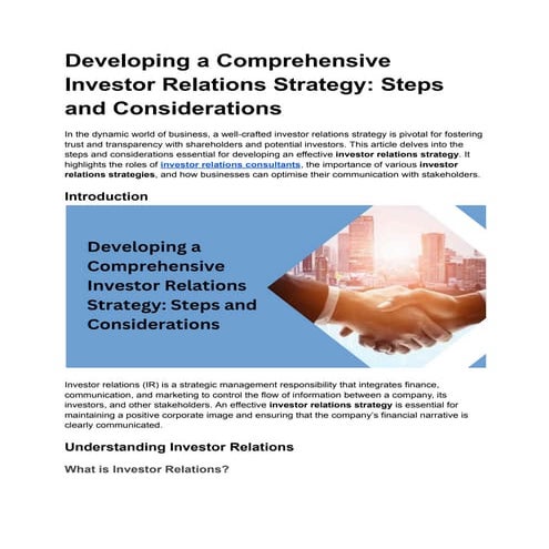 Developing a Comprehensive Investor Relations Strategy_ Steps and ...