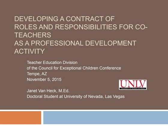 Developing a Contract of Roles and Responsibilities for Co-teachers ...