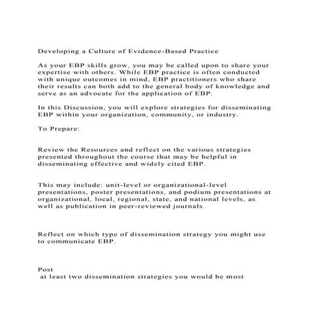 Developing a Culture of Evidence-Based PracticeAs your EBP s.docx