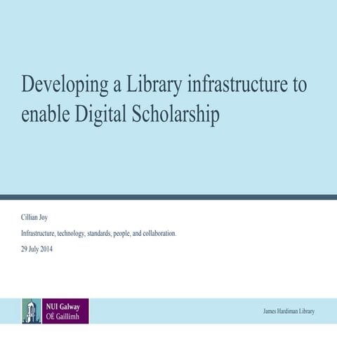 Developing a library infrastructure to enable digital scholarship | PPT