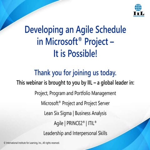 Developing an Agile Schedule in Microsoft Project - It is Possible! | PPT
