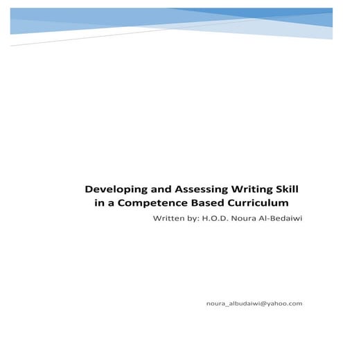 Developing and assessing writing skill in a competence based curriculum ...