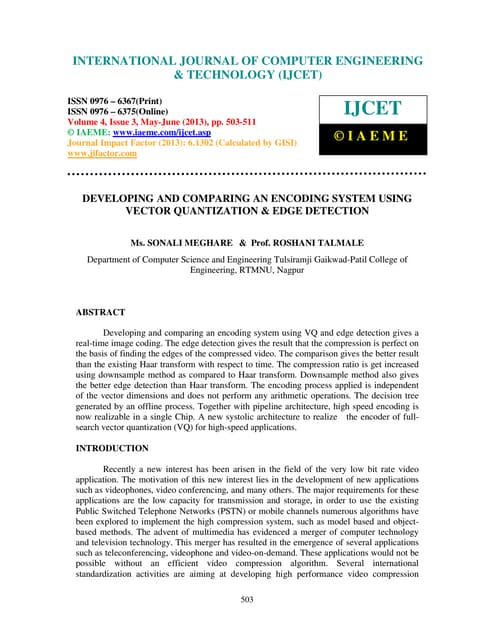 Developing And Comparing An Encoding System Using Vector Quantization And Pdf