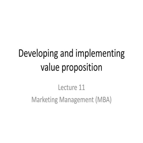 Developing and implementing value proposition | PDF