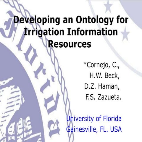 Developing an Ontology for Irrigation Information Resources | PPT