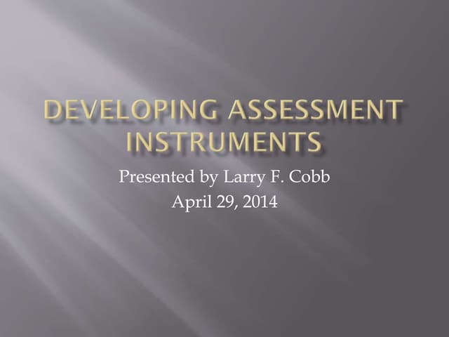 Development of assessment tools | PPTX