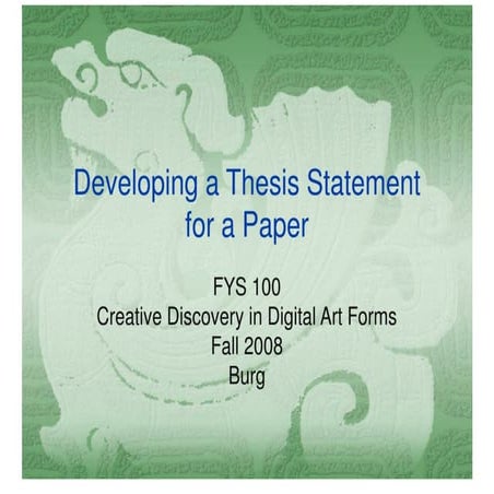 Developing A Thesis Statement For A Paper | PDF