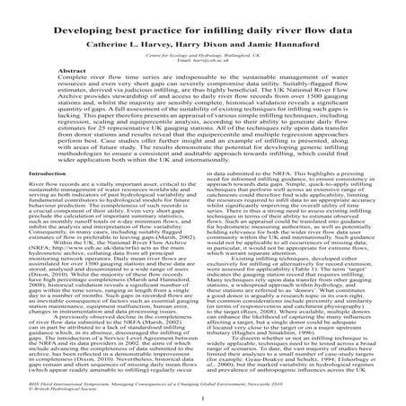 Developing best practice for infilling daily river flow data | PDF