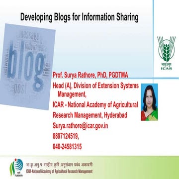 Developing Blogs for information sharing.ppt | Internet for Beginners ...