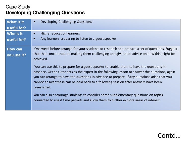 Developing challenging questions